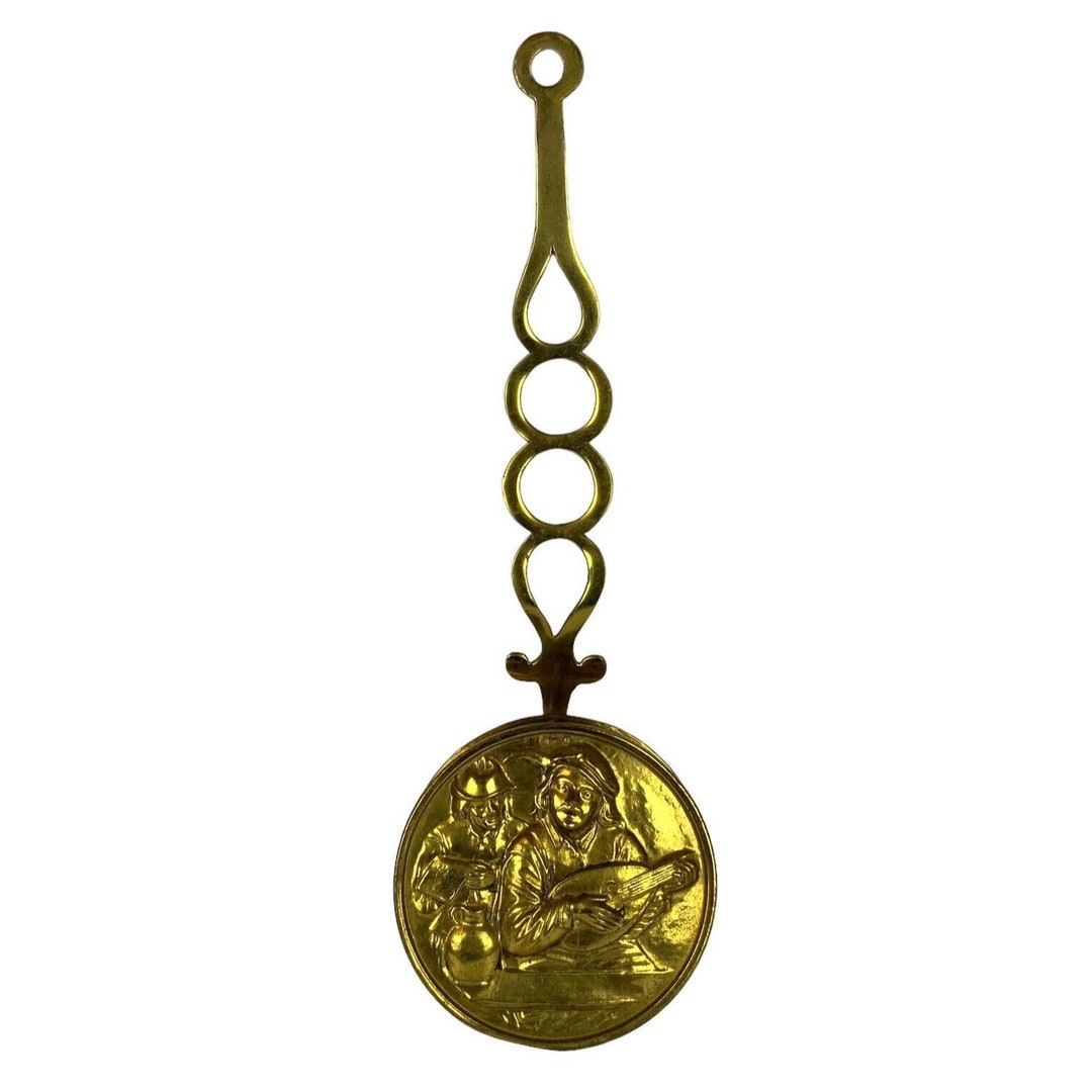 Peerage Brass Bed Warmer Chestnut Roaster Pan Pub Tavern Scene Embossed ...