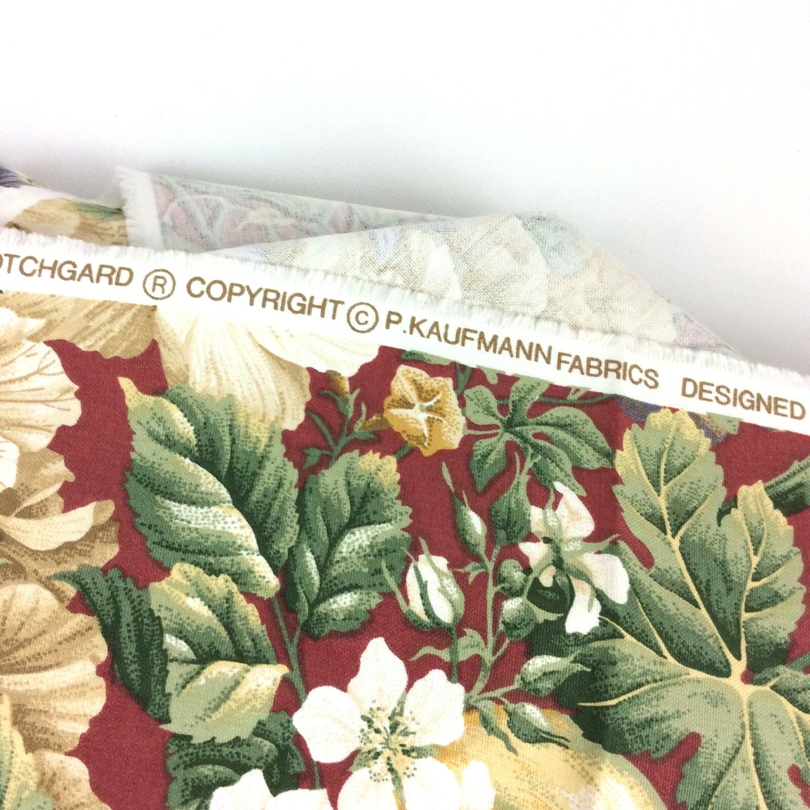 P Kaufmann Upholstery Fabric Floral Fruit Red Background White | Etsy