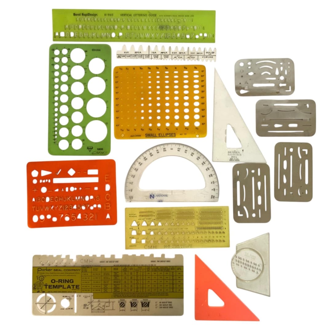 15-piece Assorted Drafting & Stencil Templates Set for Technical ...