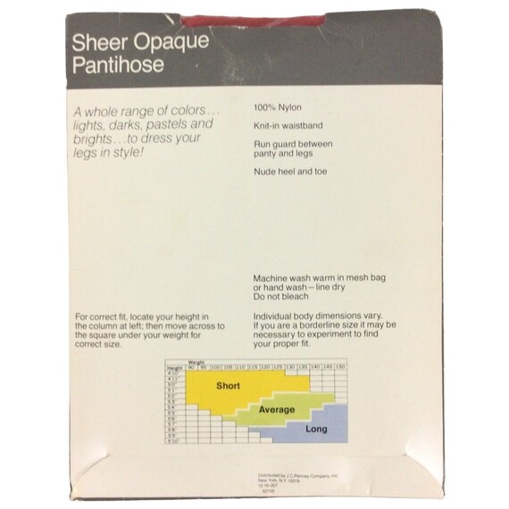 JCPenney Opaque Sheer Pantyhose Size Average Red Nude… - Gem