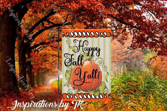 Happy Fall Y'all Garden Flag Thanksgiving Flag Farmhouse | Etsy