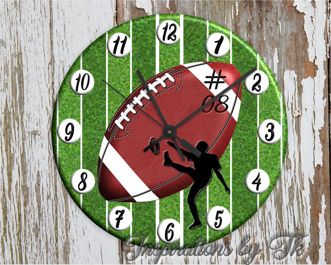 Football 12" Round Clock Face Design, Football Clock Design ...
