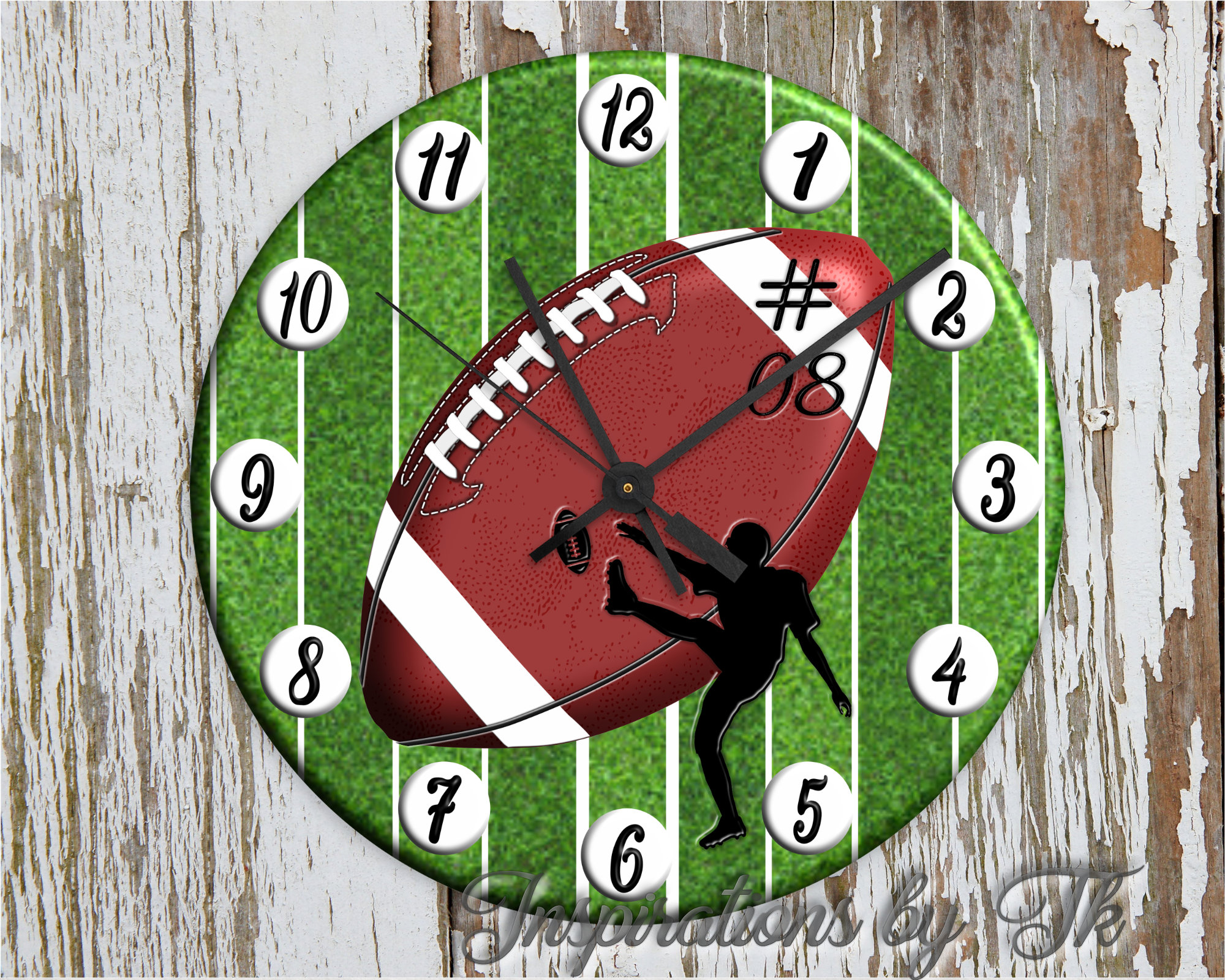 Football 12" Round Clock Face Design, Football Clock Design ...