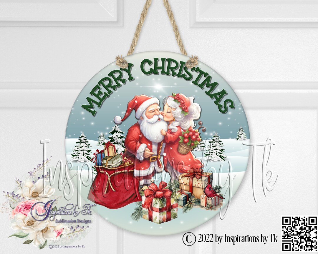 Mr. & Mrs. Claus Round Christmas Design, Christmas Design, Santa ...