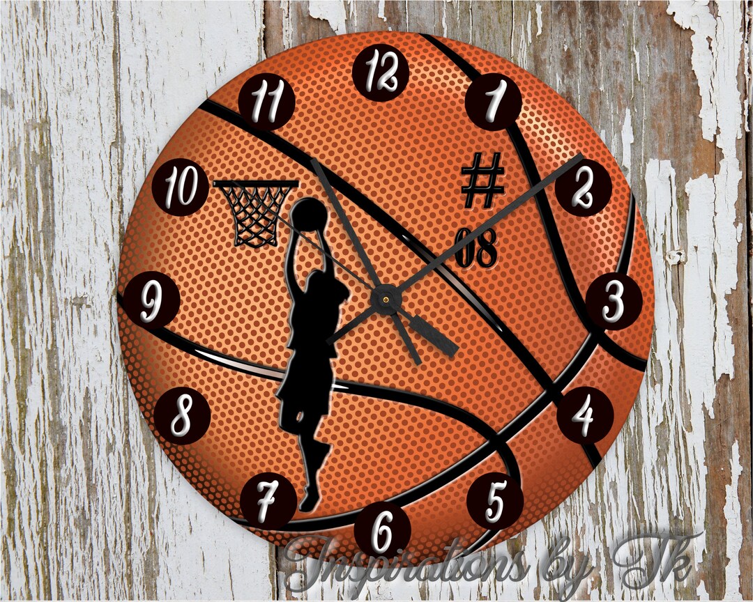 Lady Basketball 12" Round Clock Face Design, Basketball Clock Design ...