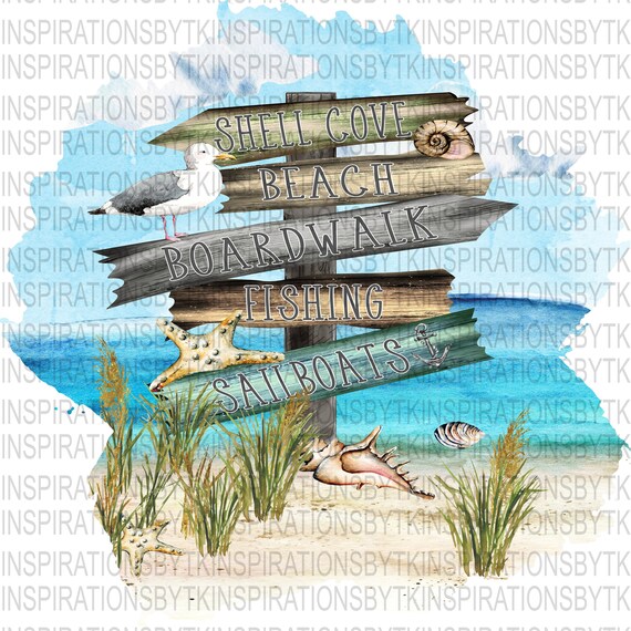 By the Sea Beach Design Beachy Scene Seashells Ocean - Etsy
