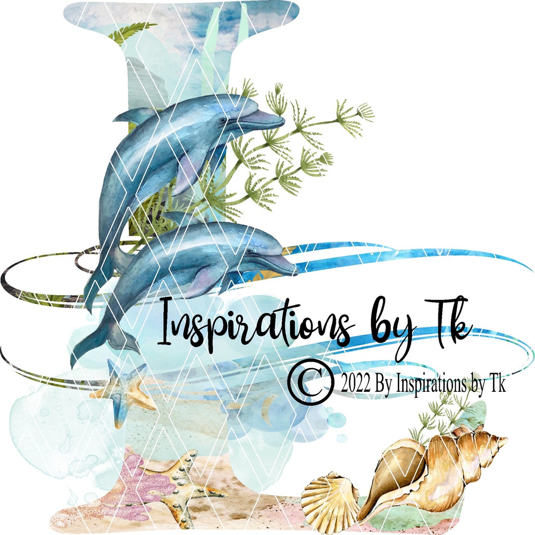 Letter L Dolphin Beach Design, Alphabet Beach Design, Ocean Design ...