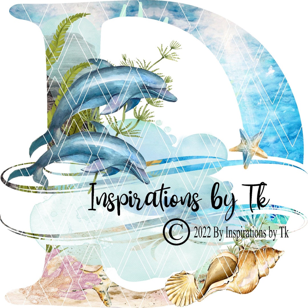 Letter D Dolphin Beach Design, Alphabet Beach Design, Ocean Design ...