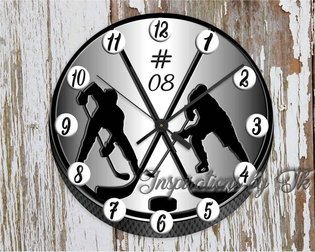 Hockey 12" Round Clock Face Design, Hockey Clock Design, Sublimation ...