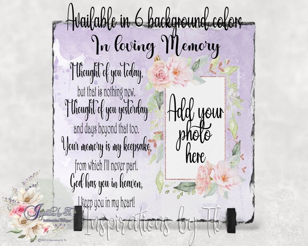 Purple Florals Memorial Slate Design, 7.8x7.8, Beautiful Floral, Add ...