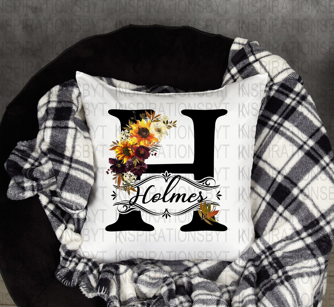 Fall Autumn Split Letter H Sublimation Design, Fall Floral Design ...