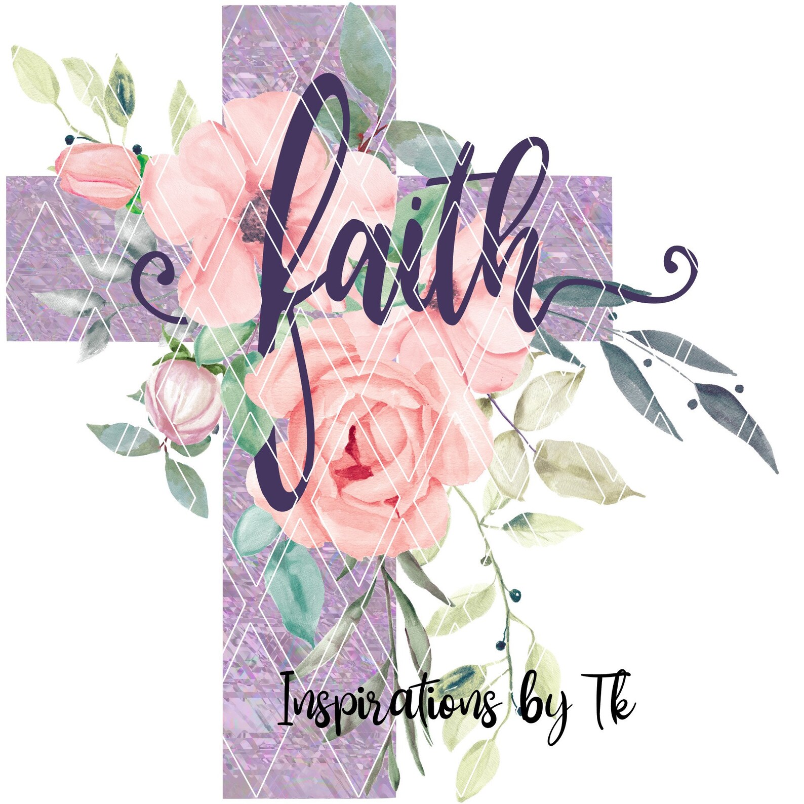 Faith Floral Cross Design, Christian, Religious, Digital Design ...
