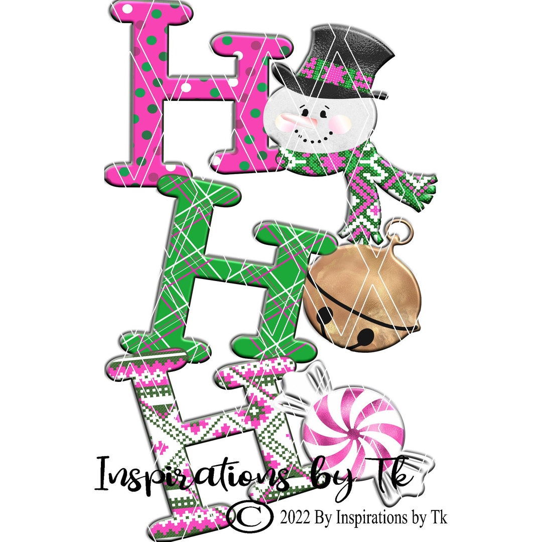 Pink Ho Ho Ho Christmas Design, Snowman Design, Sublimation Download ...