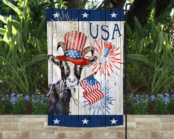 USA Goat & Fireworks Garden Flag Design Farmhouse 4th of July - Etsy