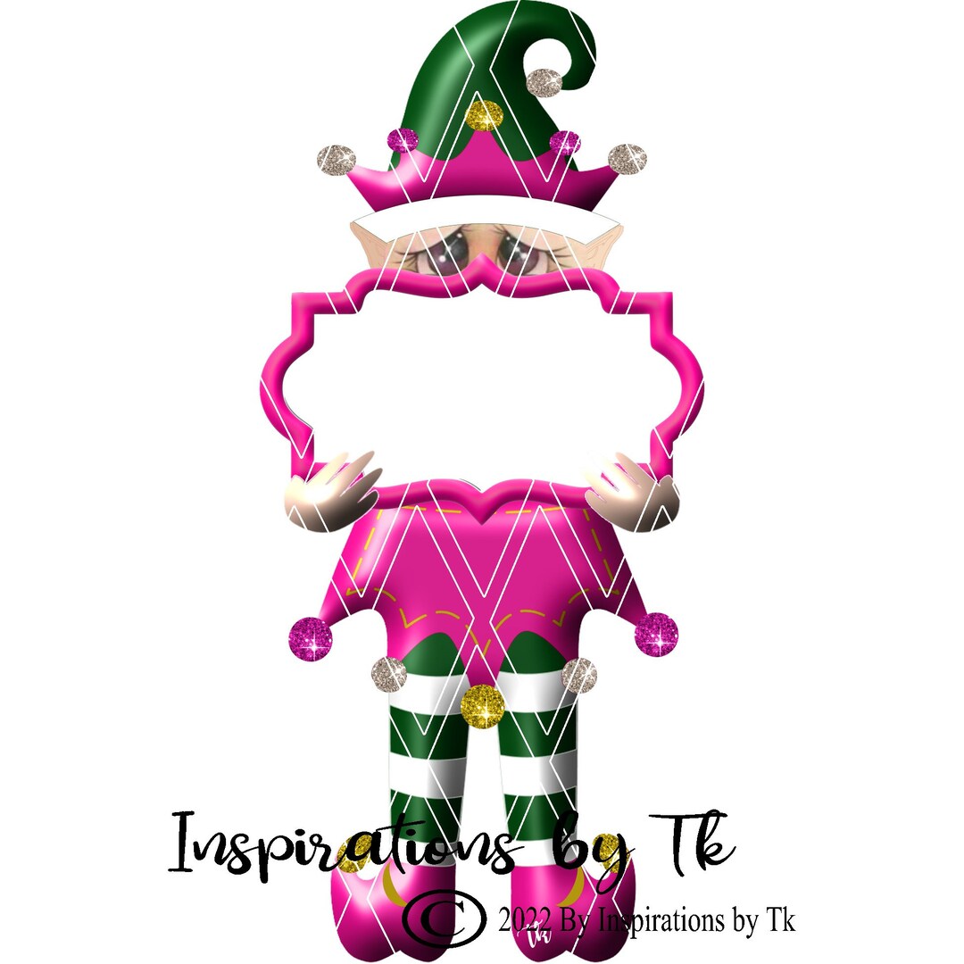 Whimsical Elf Design, Pink Christmas Elf Green Hat Design, Ready to ...