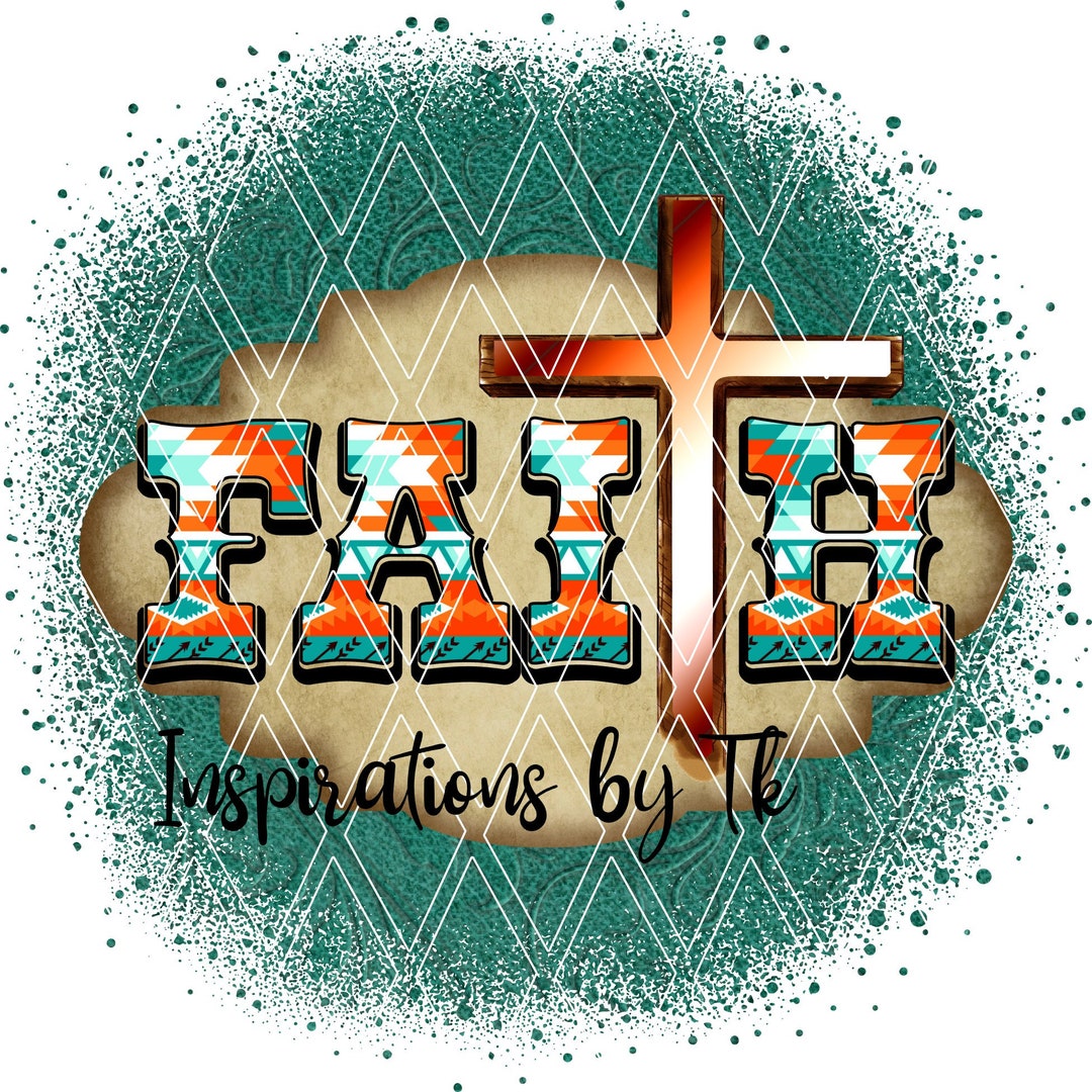 Faith Serape Southwestern Cross With Teal Leather Design, Christian ...