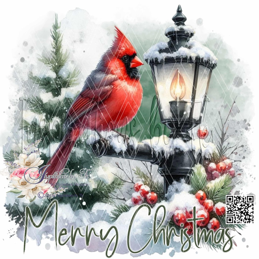 Merry Christmas Cardinal Snow Scene Design, Christmas Cardinal, Red ...