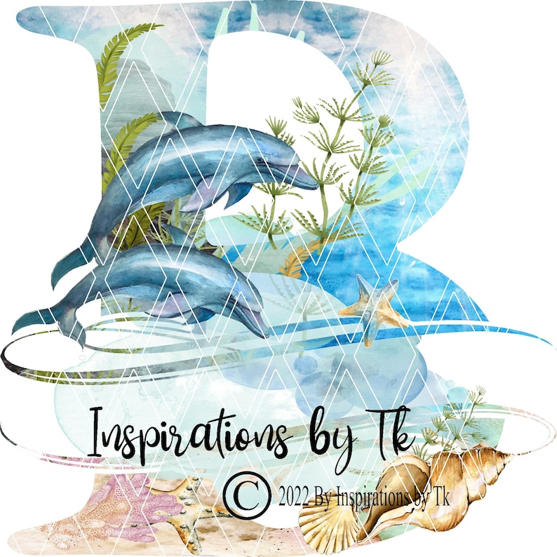 Letter B Dolphin Beach Design Alphabet Beach Design Ocean - Etsy