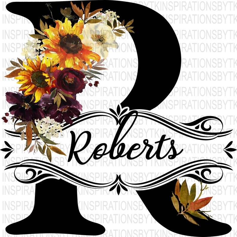 Fall Autumn Split Letter R Sublimation Design Fall Floral | Etsy