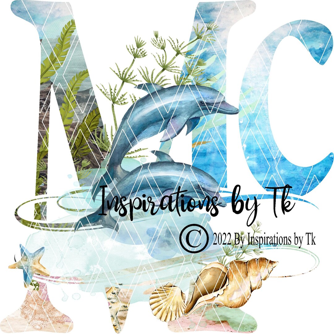 Letter Mc Dolphin Beach Design, Alphabet Beach Design, Ocean Design ...
