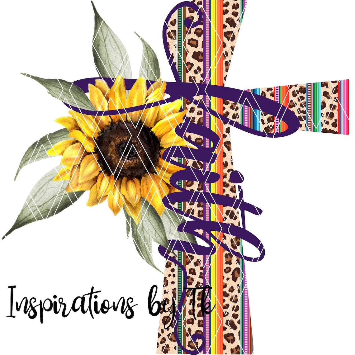 Faith Leopard Boho Cross With Sunflower Design Floral Cross - Etsy