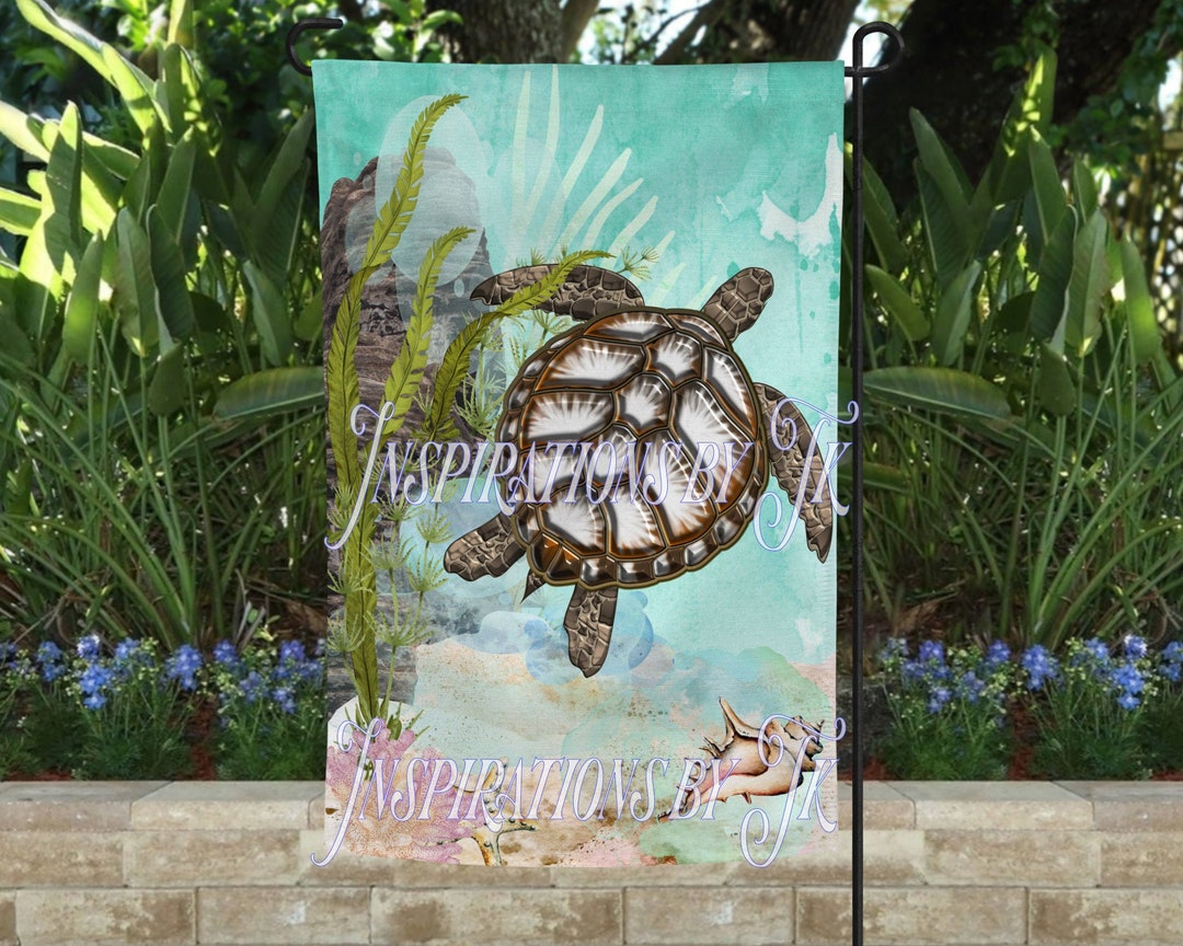 Sea Turtle Beach Garden Flag Design, Beachy Scene, Summer Flag ...