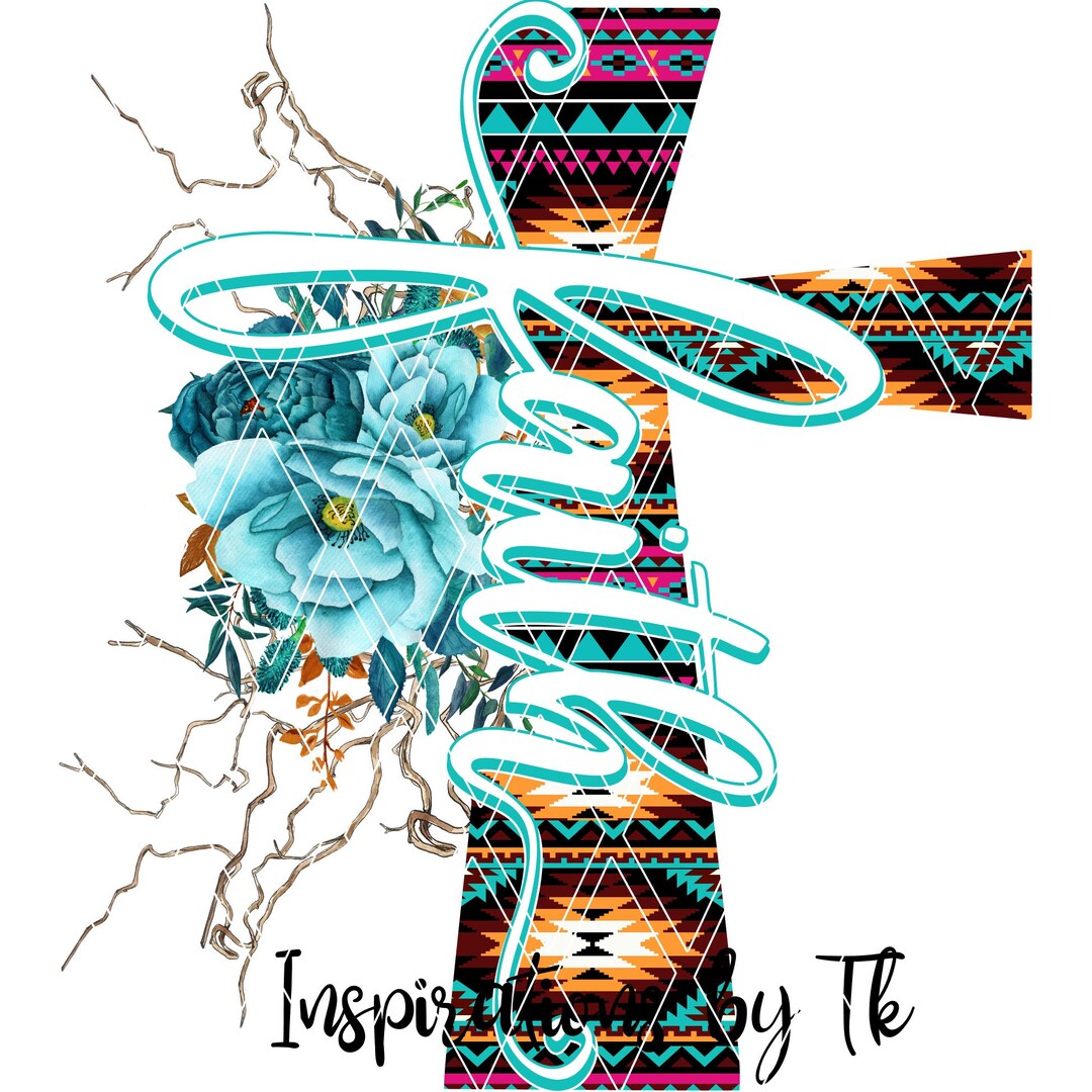 Faith Serape Southwestern Floral Cross, Roses, Christian, Religious ...