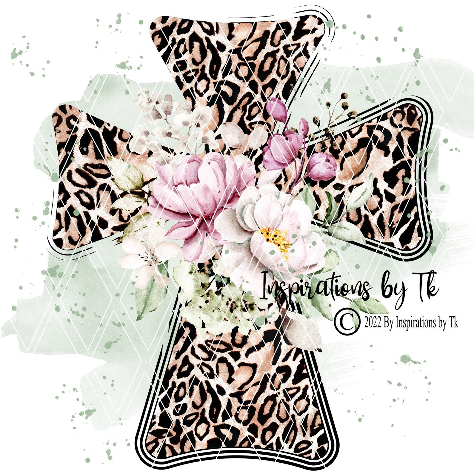Leopard Cross & Floral Design Christian Religious - Etsy