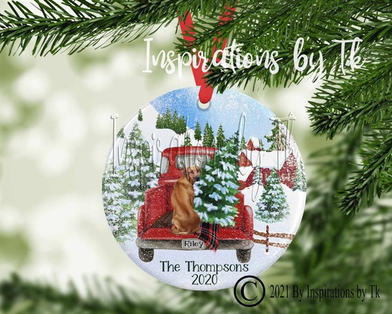 Rhodesian Ridgeback & Old Red Truck Christmas Ornament Design - Etsy