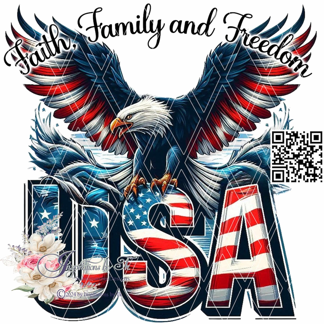 Faith Family & Freedom Digital Design, Patriotic Clipart, USA, Eagle ...