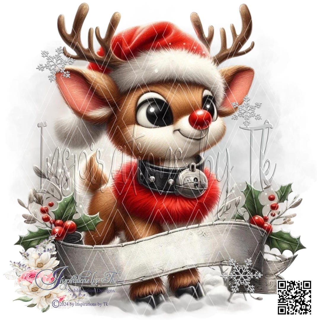Customizable Red Nose Reindeer Design, Adorable Reindeer, Christmas PNG ...