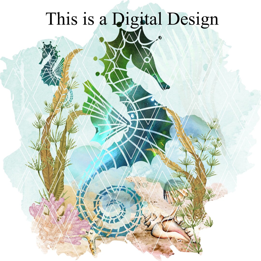 Seahorses Ocean Design, Beachy Scene, Seashells, Ocean, Seahorses ...