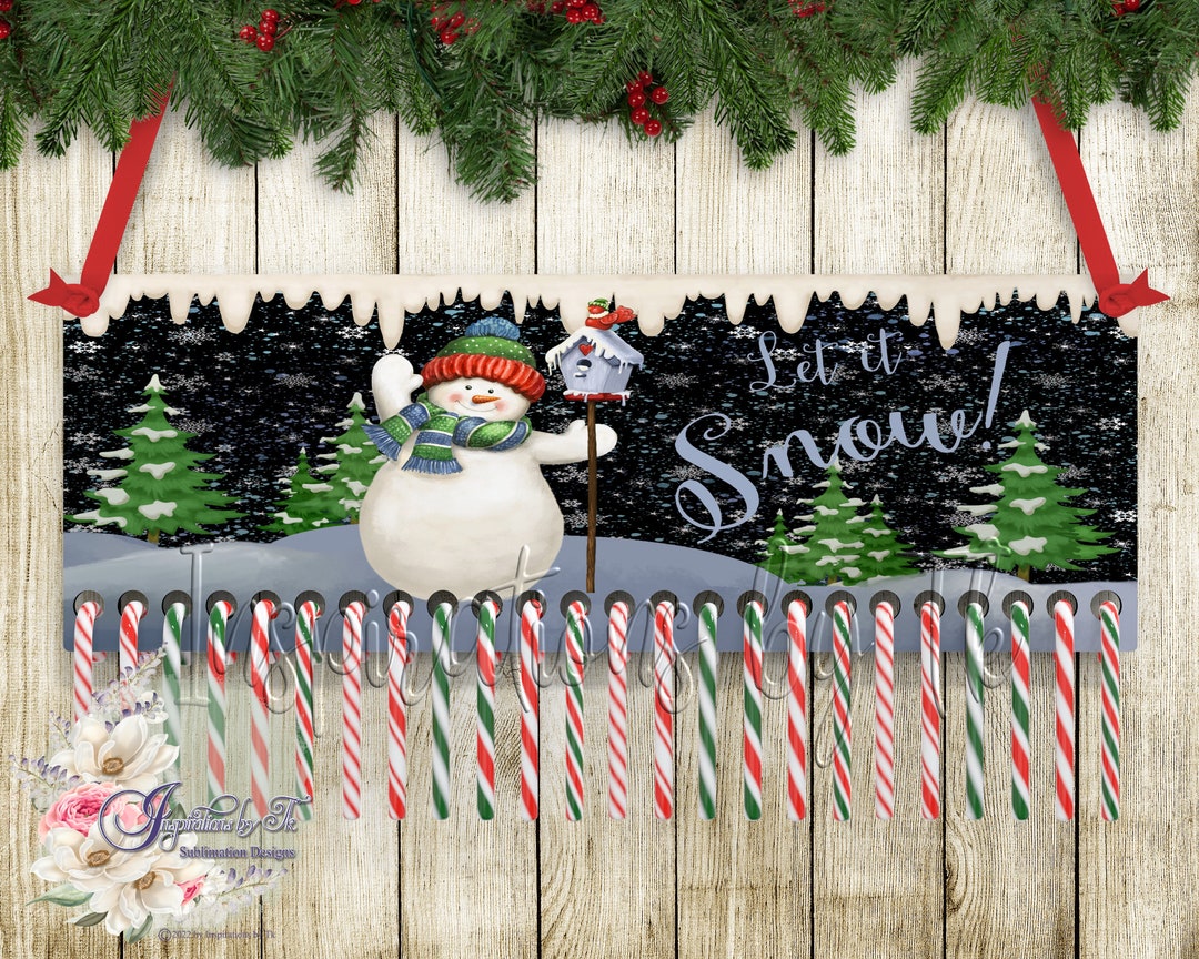 Candy Cane Countdown, Whimsical Snowman Let It Snow Countdown ...
