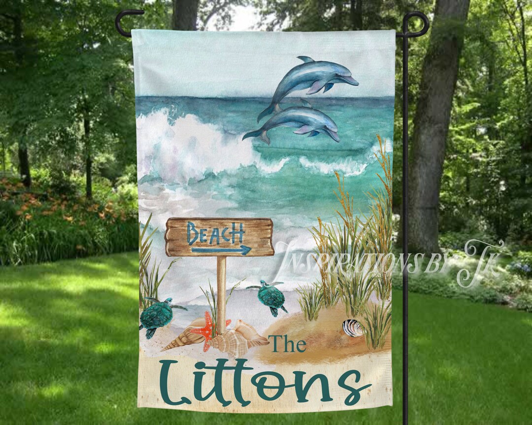 Dolphin Beach Flag Design, Can Be Personalized, Beach Design, Ocean ...