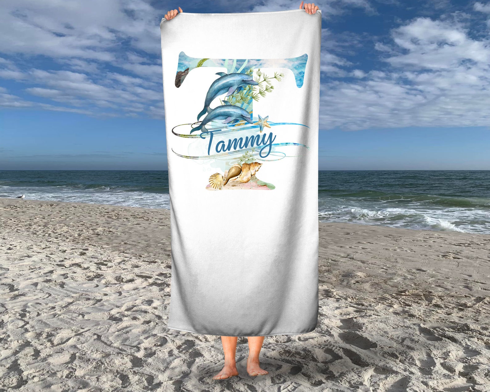 Letter T Dolphin Beach Design, Alphabet Beach Design, Ocean Design ...