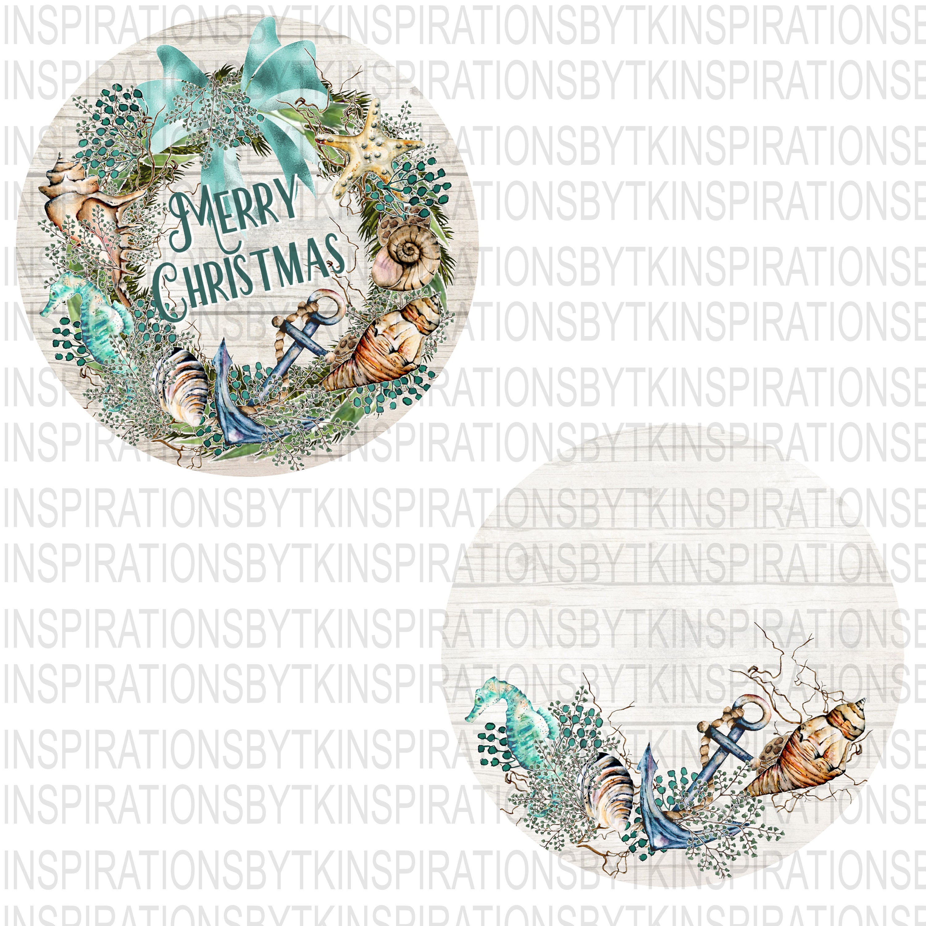 Sea Shell Wreath Merry Christmas Ornament Design Beach Merry | Etsy