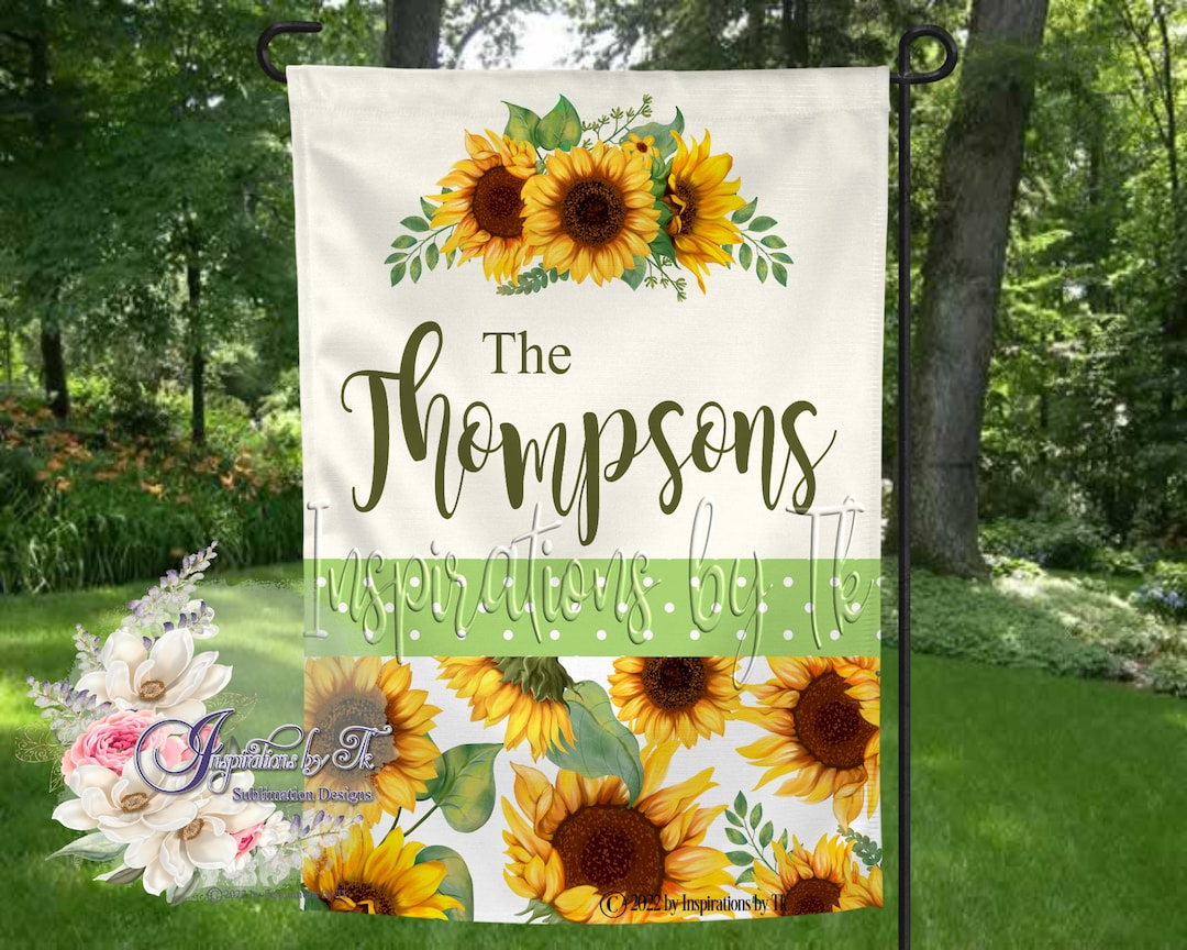 Sunflowers & Dots Garden Flag Design, Sunflower Flag, Ready to ...