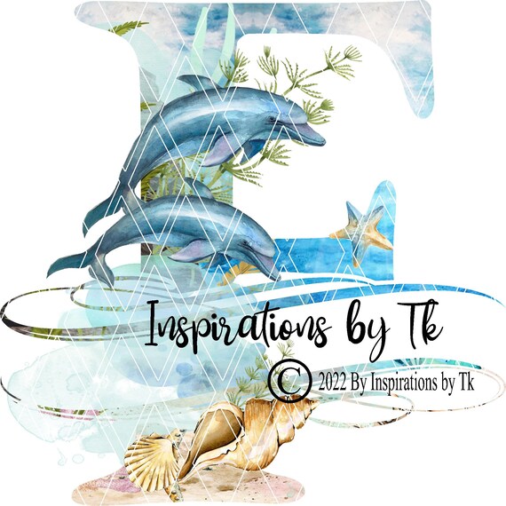 Letter F Dolphin Beach Design Alphabet Beach Design Ocean | Etsy