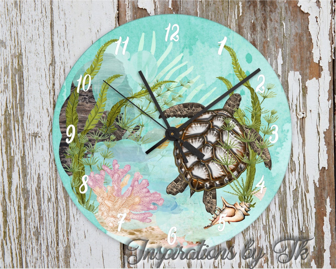 Sea Turtle in Ocean 12" Round Clock Face Design, Ocean/sea Design ...