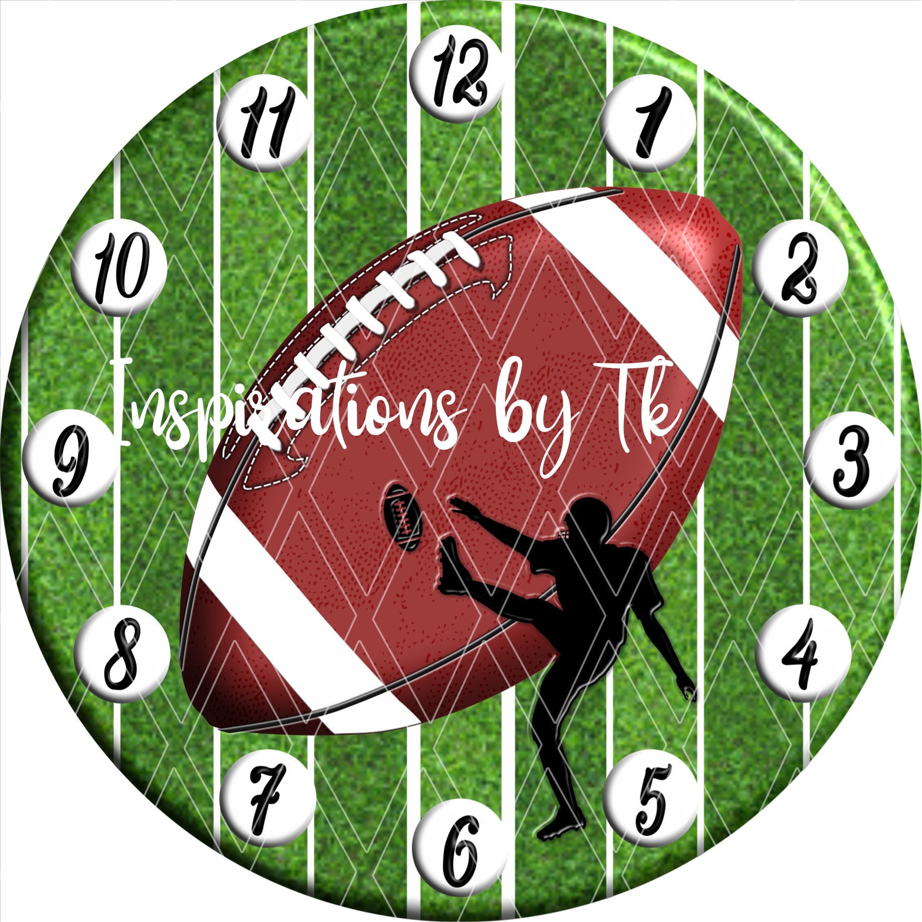 Football 12 Round Clock Face Design Football Clock | Etsy