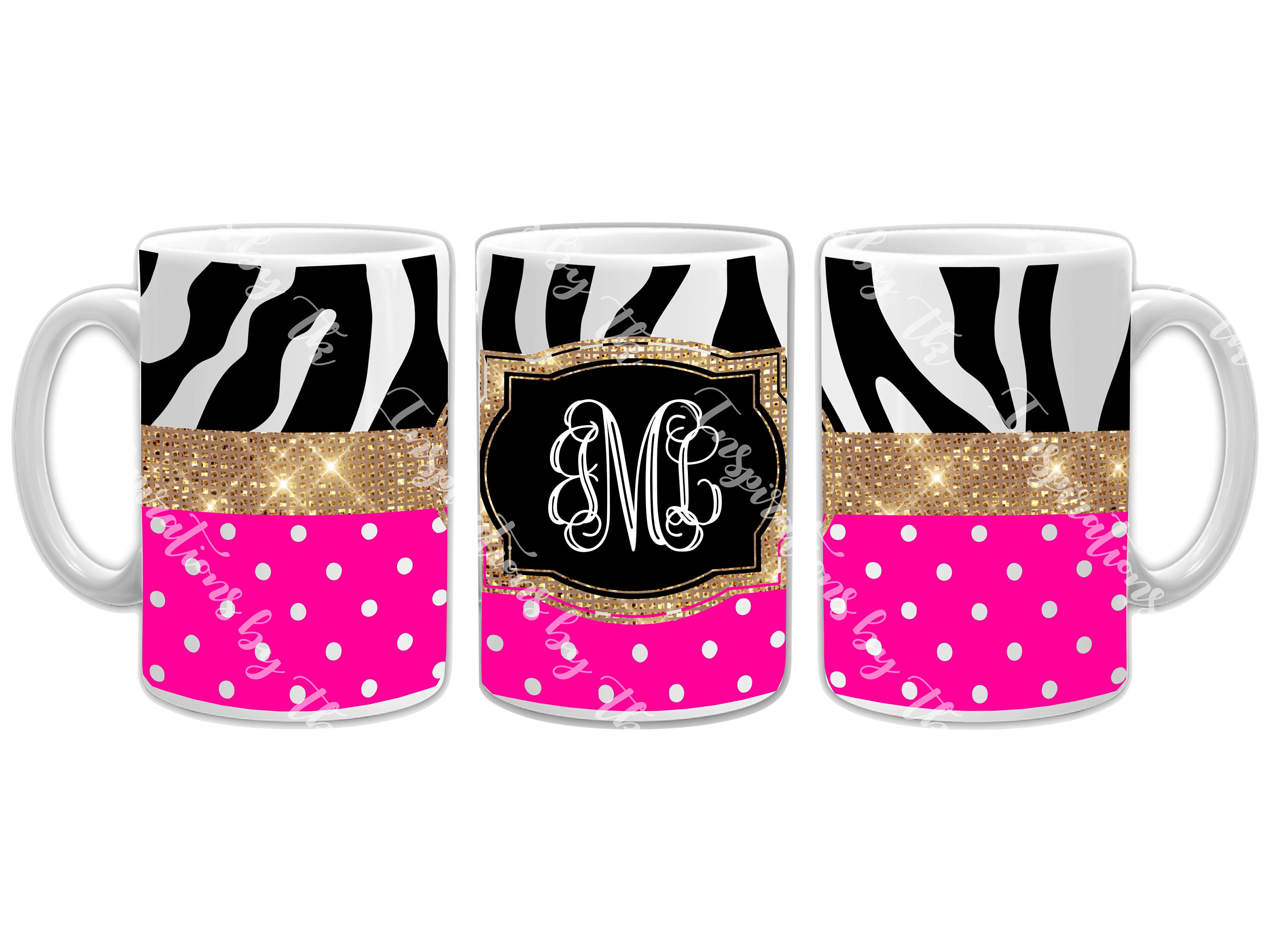 Neon Pink & Black Zebra Print With Dots Coffee Cup/mug Design - Etsy Canada