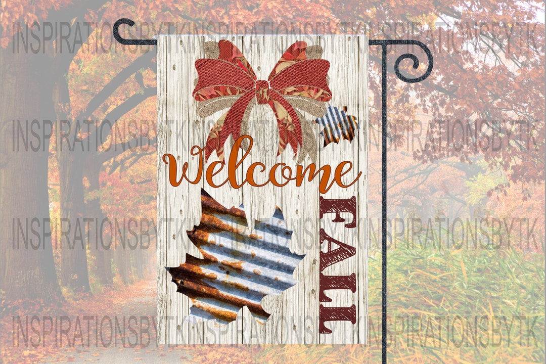Maple Leaf Welcome Fall Garden Flag Design, Fall Flag, Farmhouse Design ...
