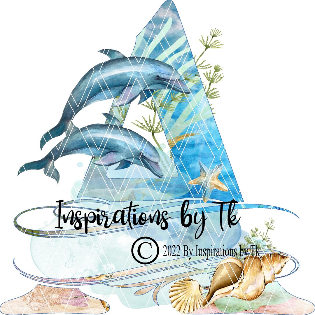 Letter A Dolphin Beach Design, Alphabet Beach Design, Ocean Design ...