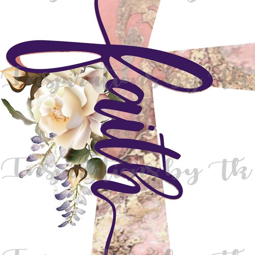 Faith Floral Cross Roses Christian Religious Digital - Etsy