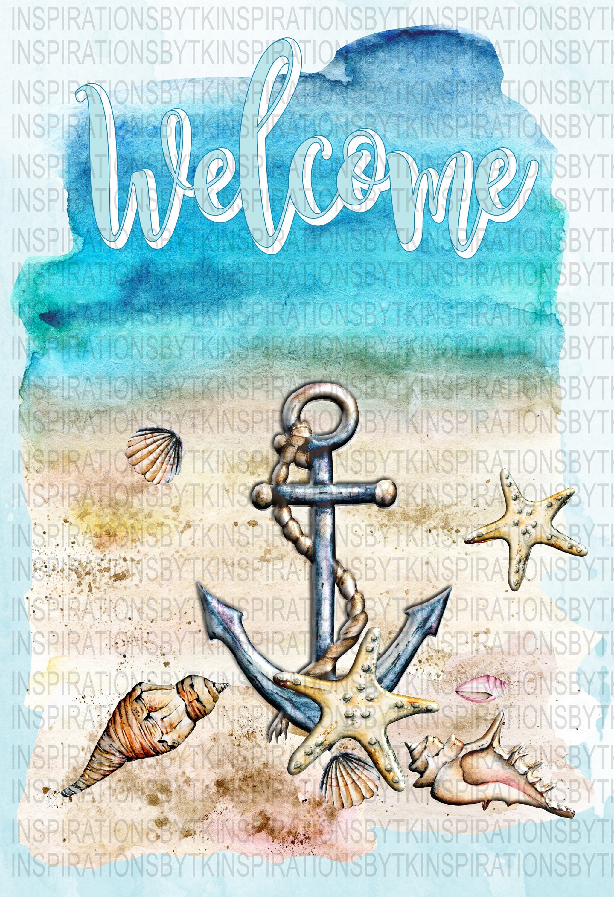 Beach Theme Welcome Garden Flag or Plaque Design Anchor | Etsy