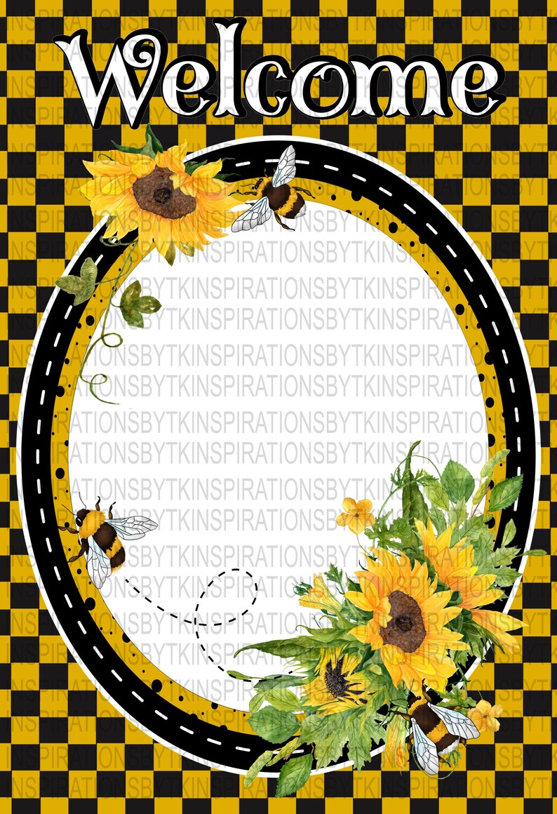 Bumble Bees & Sunflower Welcome Garden Flag Design Whimsical | Etsy