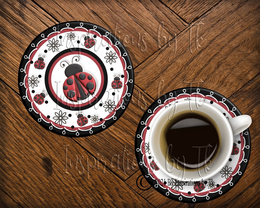 Lady Bug Coaster Design, Farmhouse Design, Sublimation Download ...