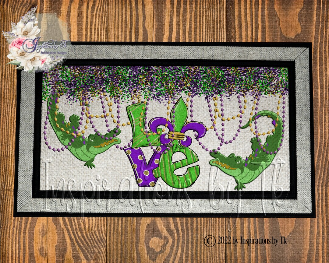 Love Mardi Gras Fleur & Gators Doormat Design, Mardi Gras Design ...