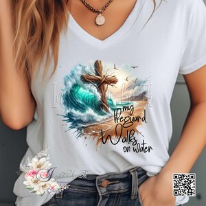 My Lifeguard Walks on Water, Christian, Religious, Cross With Ocean ...
