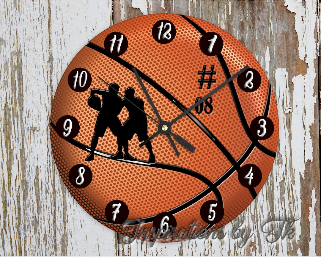 Basketball 12" Round Clock Face Design, Basketball Clock Design ...